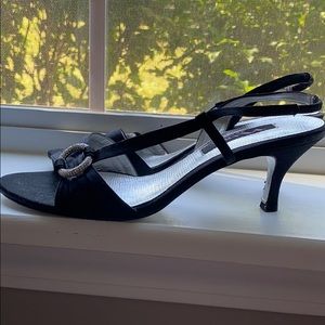 Nina | Shoes | Nina Black Satin Slingback Heels | Poshmark